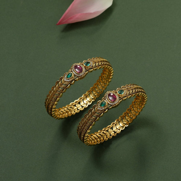 Buy Aasvi Antique Multi Stone Bangles | Tarinika