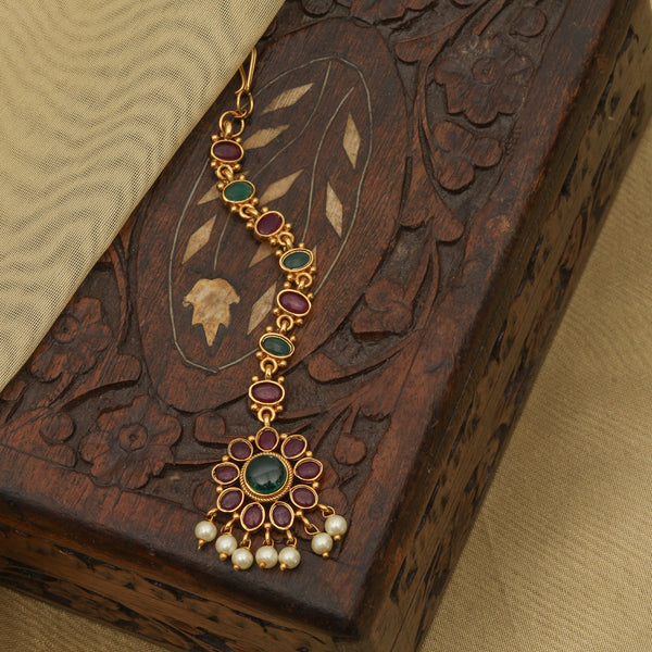 Buy Mahilam Gold Plated Kempu Maang Tika | Tarinika Jewelry