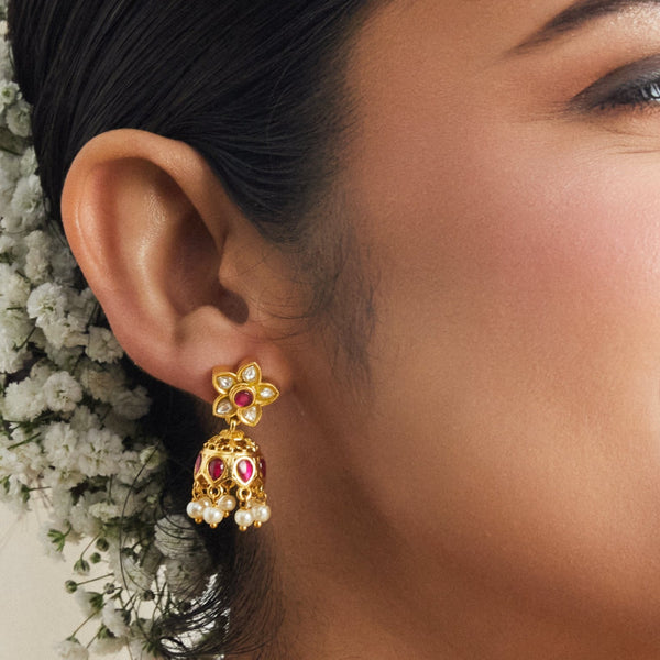 Buy Udhay Kempu Antique Jhumki Earrings | Tarinika